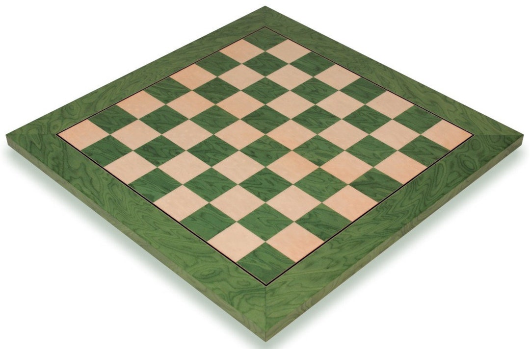 Green Ash Burl & Erable High Gloss Deluxe Chess Board - 1.75" Squares ...