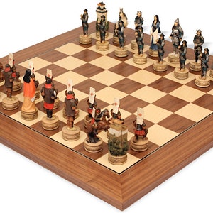 Japanese Samurai Theme Chess Set With Walnut & Maple Deluxe Board - Etsy