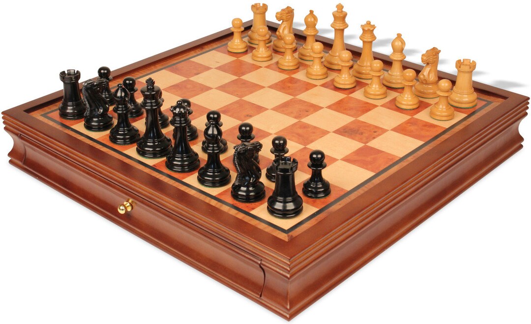 1849 Heirloom Staunton Chess Set Ebony & Aged Boxwood Pieces - Etsy