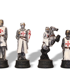 Templar Knights Theme Chess Set With Red & Erable Deluxe Chess Board - Etsy