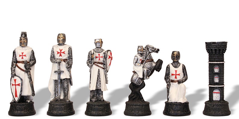 Templar Knights Theme Chess Set With Red & Erable Deluxe Chess Board - Etsy