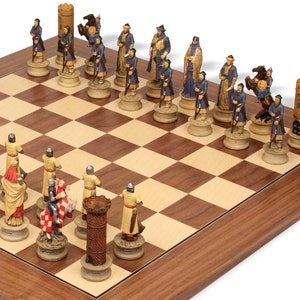 The Crusades Theme Chess Set With Walnut & Maple Deluxe Board - Etsy