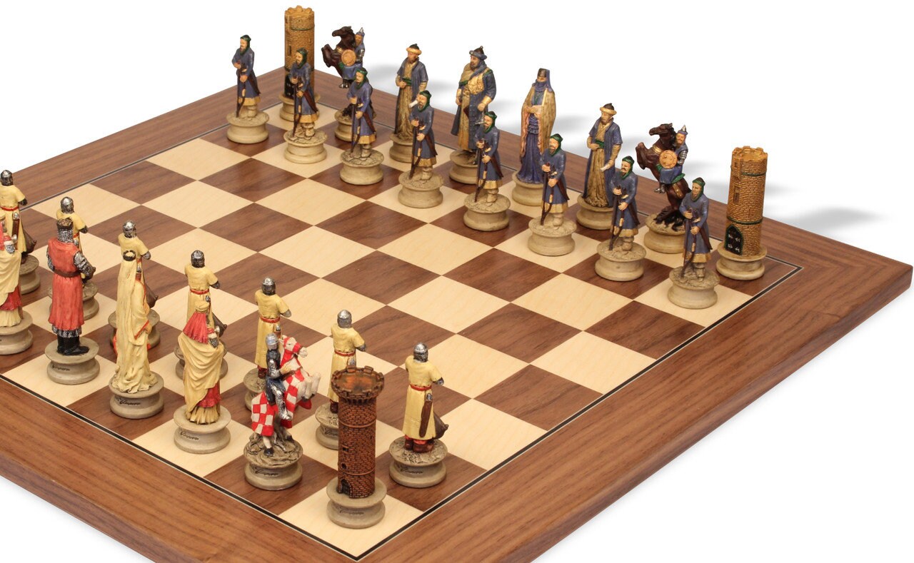 The Crusades Theme Chess Set With Walnut & Maple Deluxe Board - Etsy