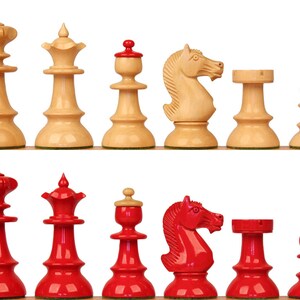 Vienna Coffee House Series Chess Set Red & Boxwood Lacquered Pieces - 4 ...