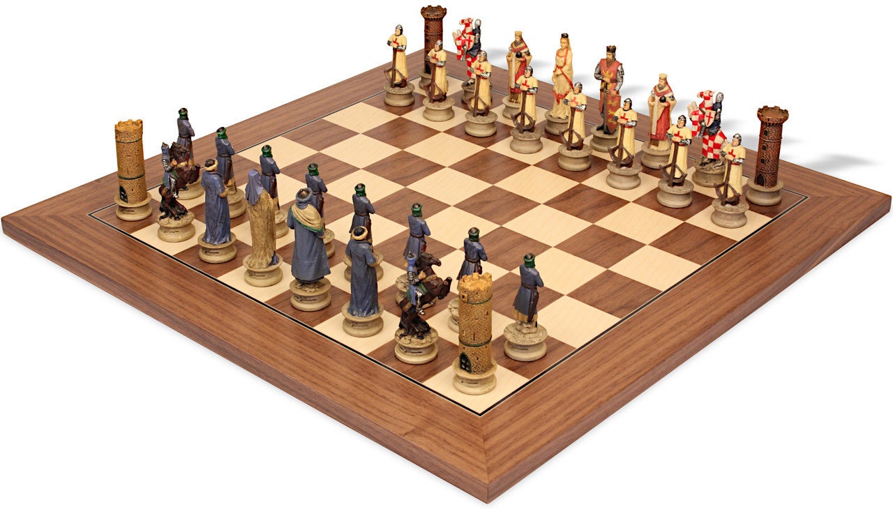 The Crusades Theme Chess Set With Walnut & Maple Deluxe Board - Etsy