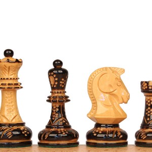 Dubrovnik Series Chess Set With Burnt Boxwood Pieces - 3.9" King - Etsy