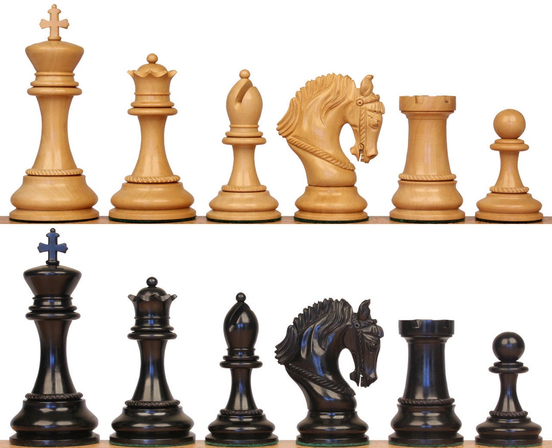 Hengroen Staunton Chess Set With Ebony & Boxwood Pieces - 4.6" King - Etsy
