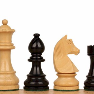 German Knight Series Chess Set - Ebonized & Boxwood Pieces - 3.75" King ...