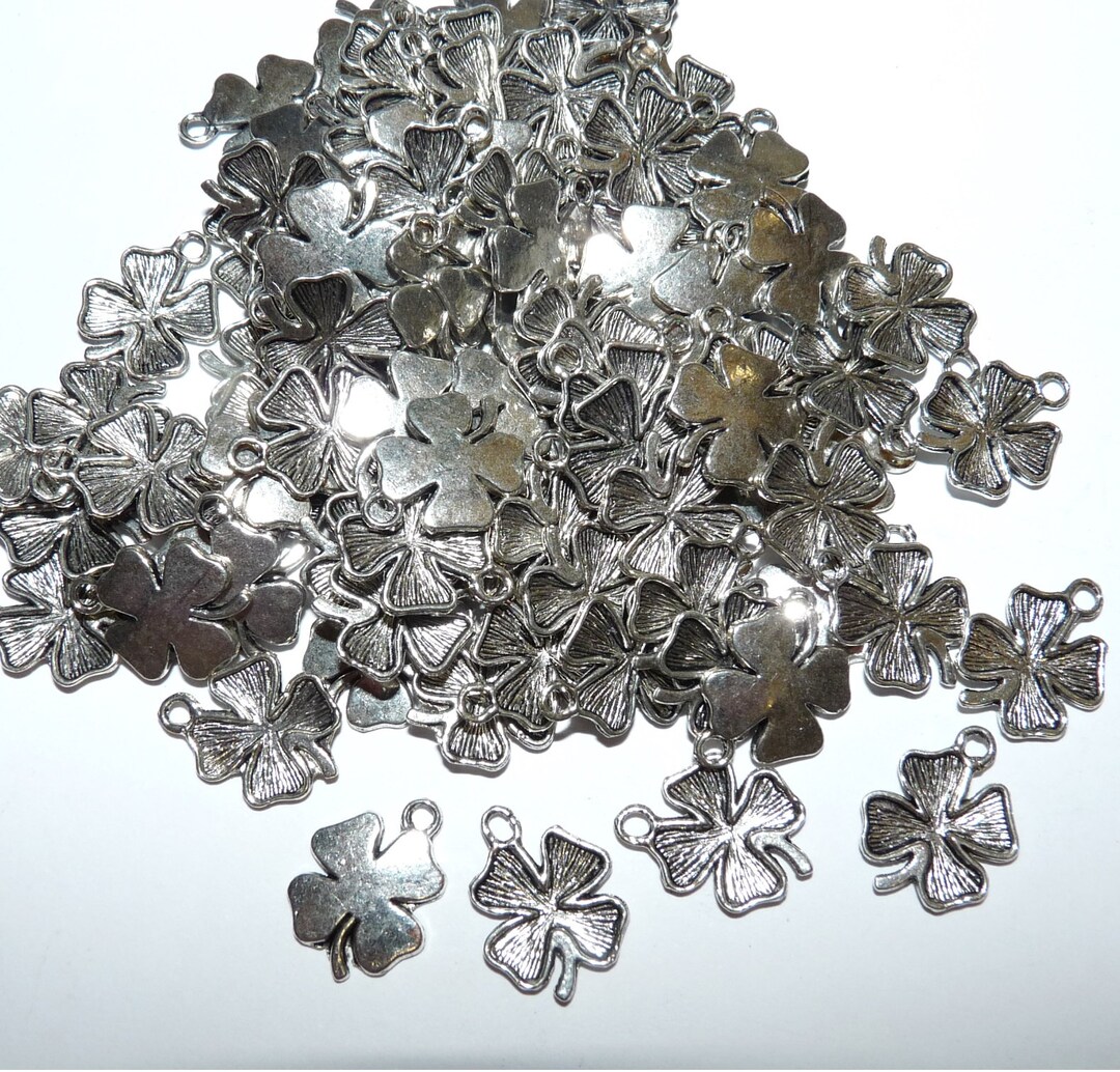 90 Silver 4-leaf Clover Charms to Create a Saint Patrick Lucky Pendant ...
