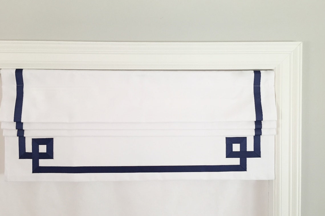 Faux (fake) Flat Roman Shade Valance, With Greek Key Banding Grosgrain ...