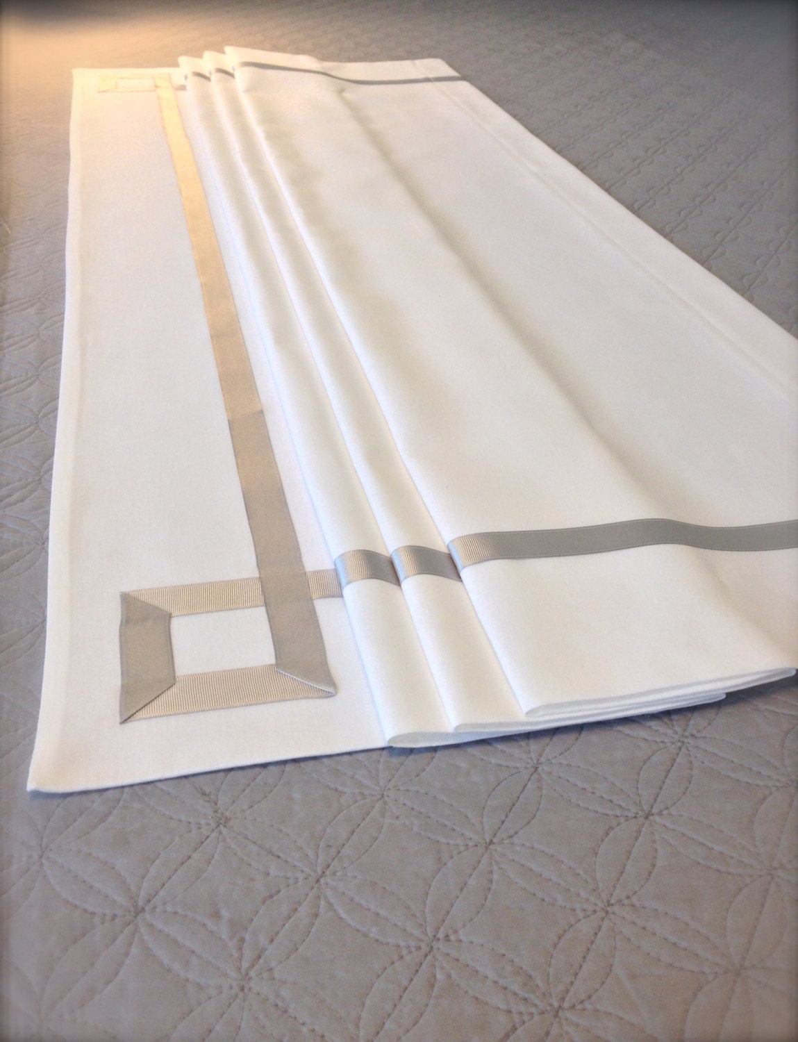 Faux (fake) Flat Roman Shade Valance, With Greek Key Banding Grosgrain ...