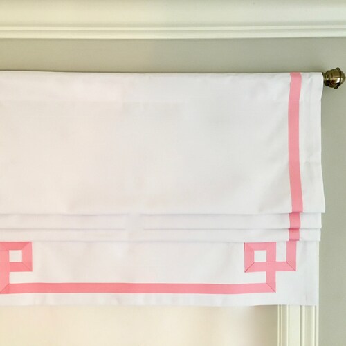 Faux fake Flat Roman Shade Valance With Greek Key Banding - Etsy