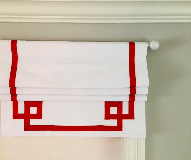 Faux (fake) Flat Roman Shade Valance, With Greek Key Banding Grosgrain ...