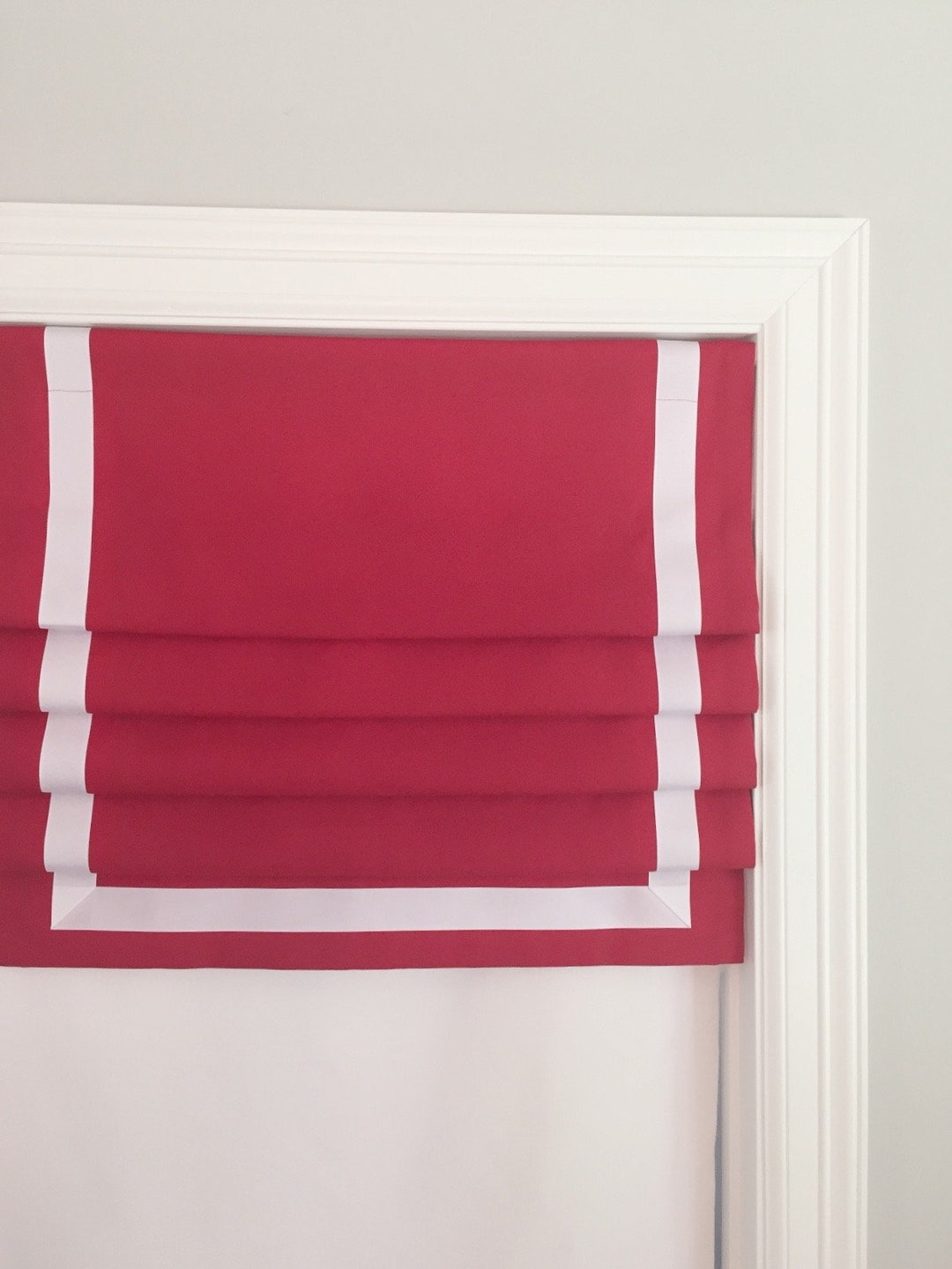Faux (fake) Flat Roman Waterfall Shade Valance. Richloom Rave Cherry ...