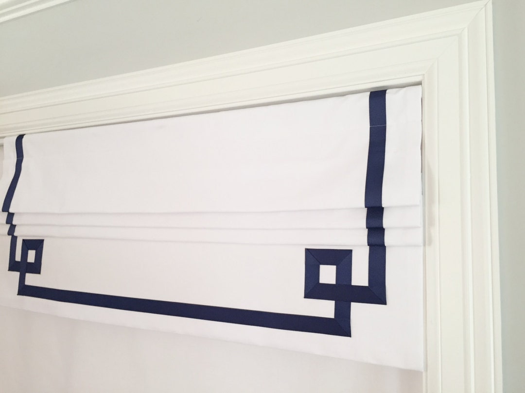 Faux (fake) Flat Roman Shade Valance, With Greek Key Banding Grosgrain ...