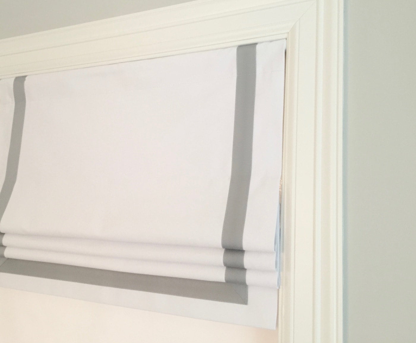 Faux fake Flat Roman Shade Valance With Millennium Silver - Etsy