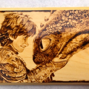 Hand-burned Hiccup and Toothless on Pine - Etsy