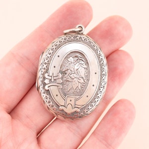 Antique Sterling Locket 1880s Victorian Locket, Buckle & Flower Motif ...