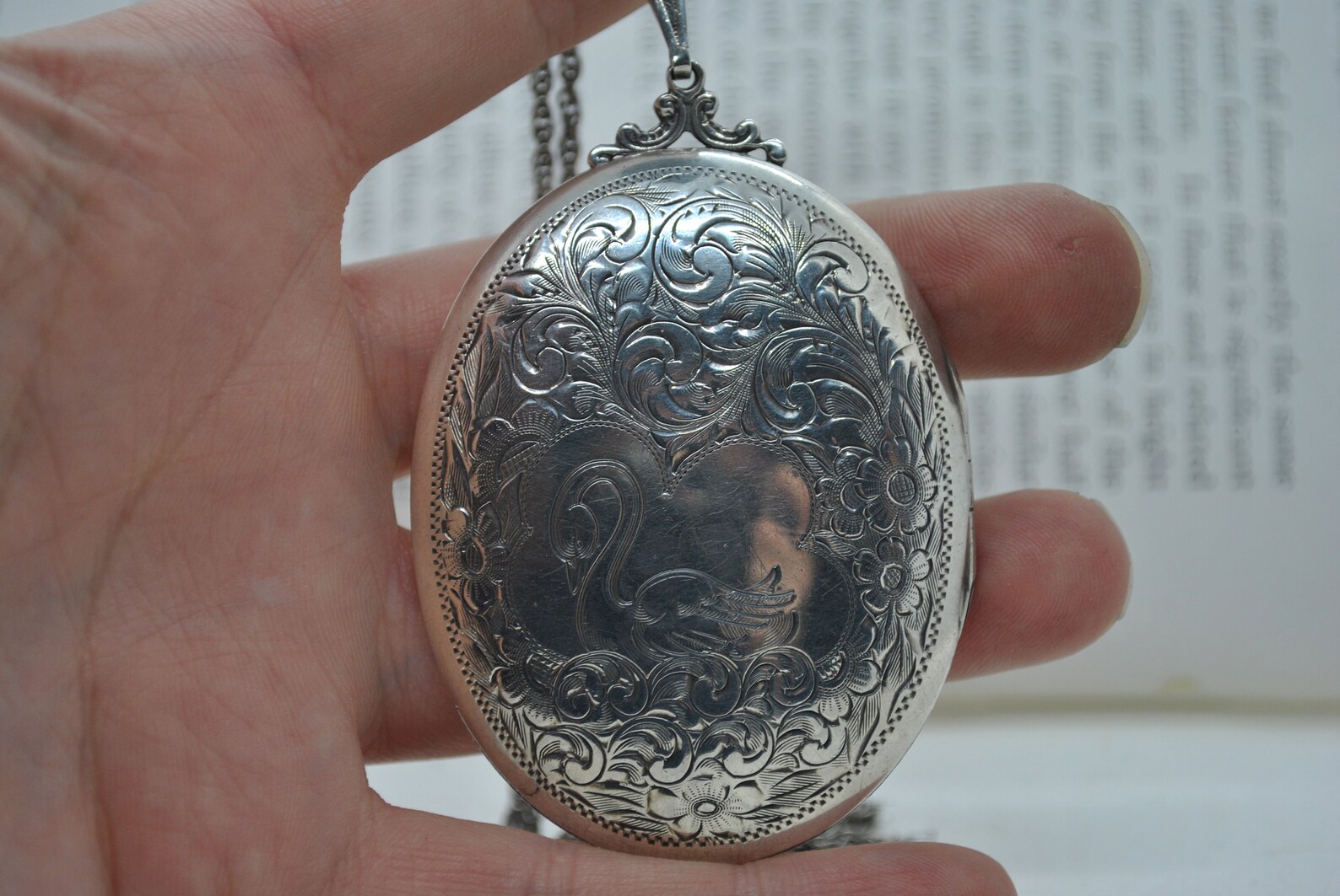 Vintage Sterling Locket Massive Swan Locket 1950s Classic | Etsy