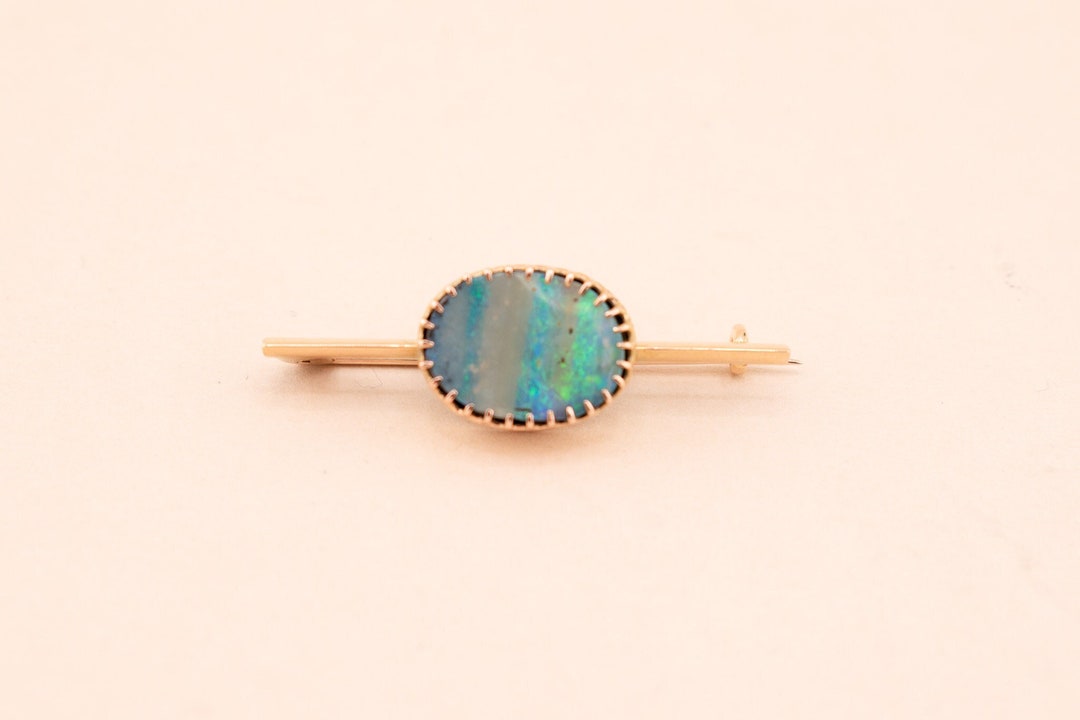 Antique 14k Boulder Opal Brooch - 1910s Edwardian Opal Brooch, October ...