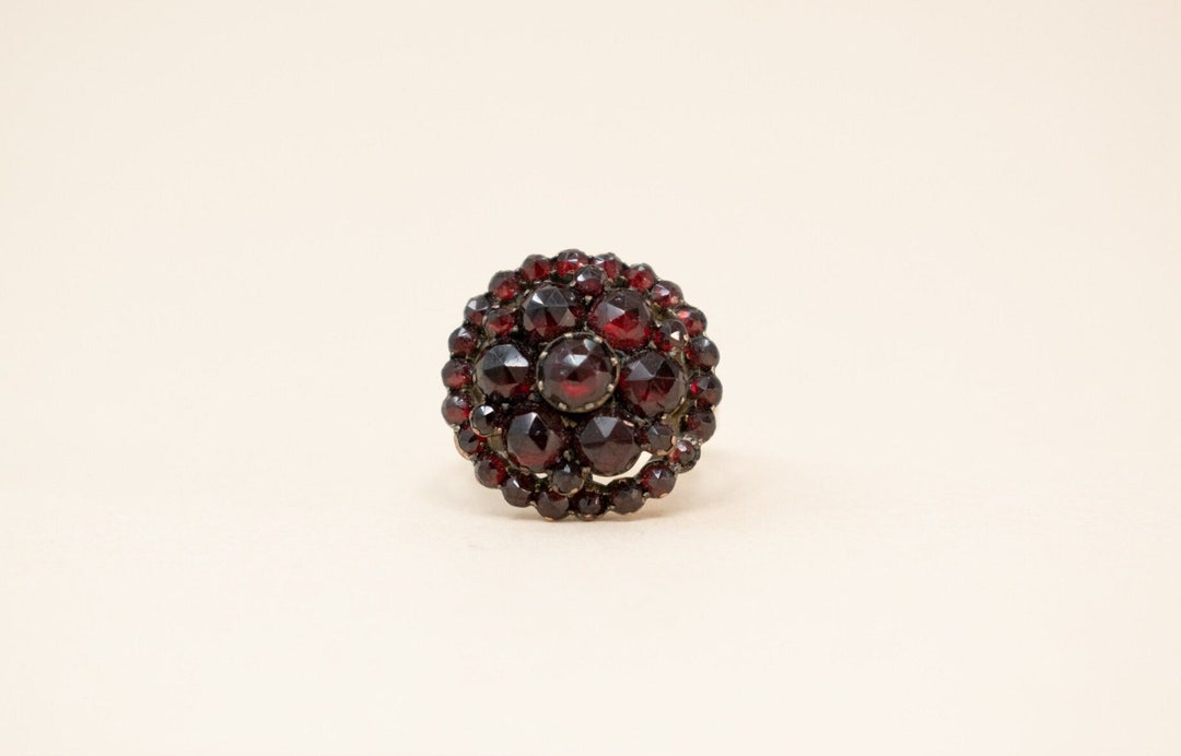 Antique 14k Garnet Ring, Rose Cut Garnet Ring - 1880s Victorian Garnet ...