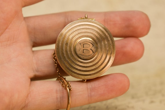 Antique 10k Compact, Mirrored, "B" Monogram - 1910s E… - Gem