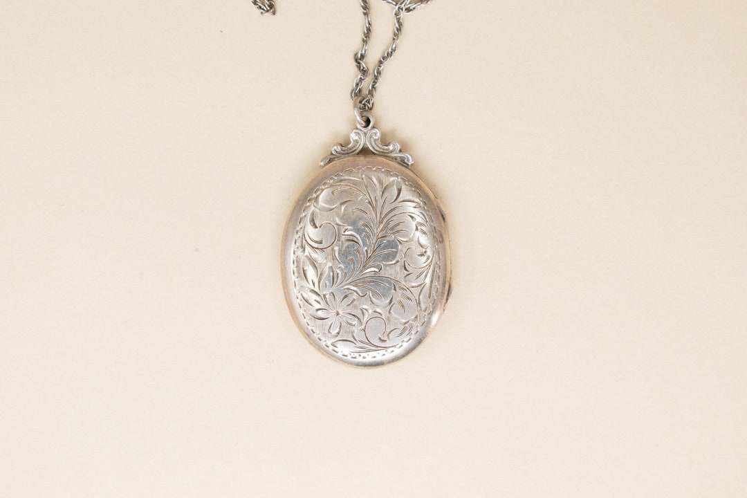 Vintage Sterling Locket - 1950s Mid Century Locket, Sweetheart Locket ...
