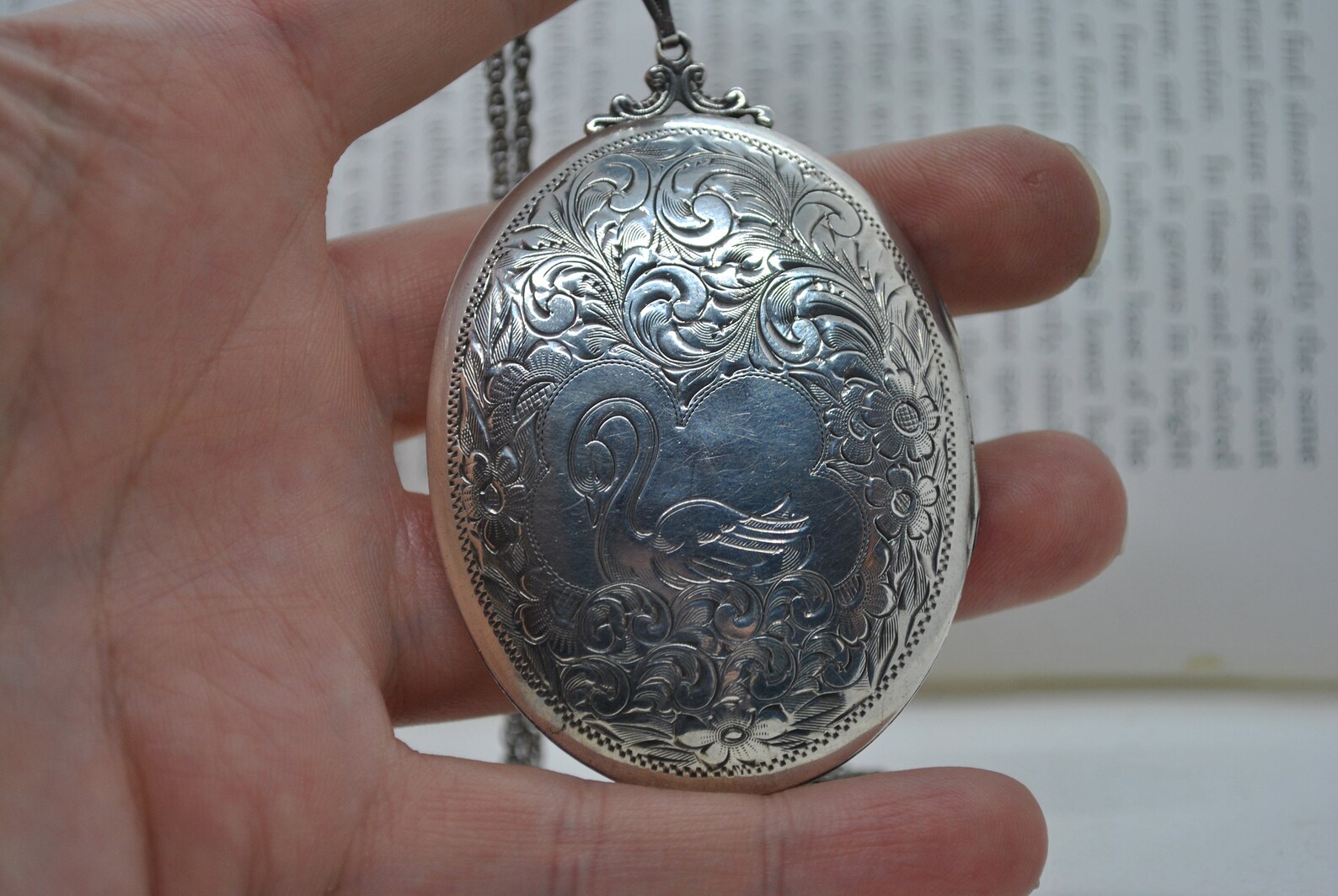 Vintage Sterling Locket Massive Swan Locket 1950s Classic | Etsy