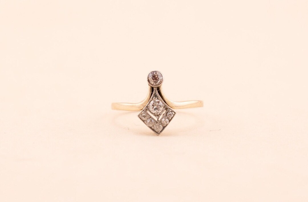 Antique 18k Diamond Ring, Comet Ring - 1920s Edwardian Celestial ...