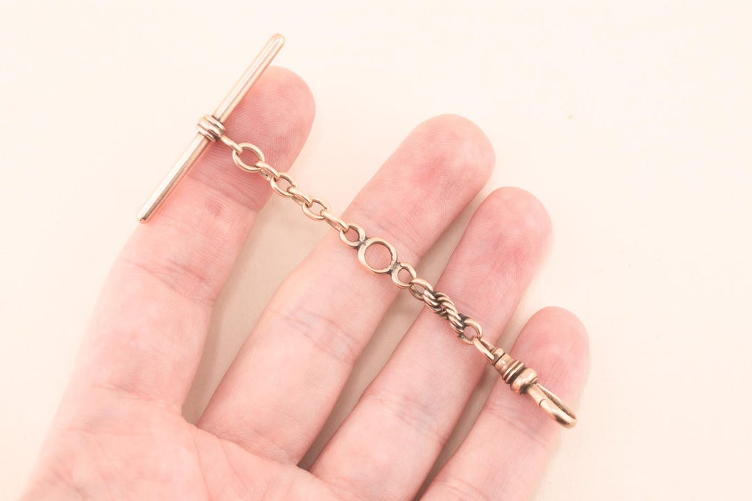 Antique 14k Watch Chain Extender - 1900s Edwardian Solid Gold T Bar ...