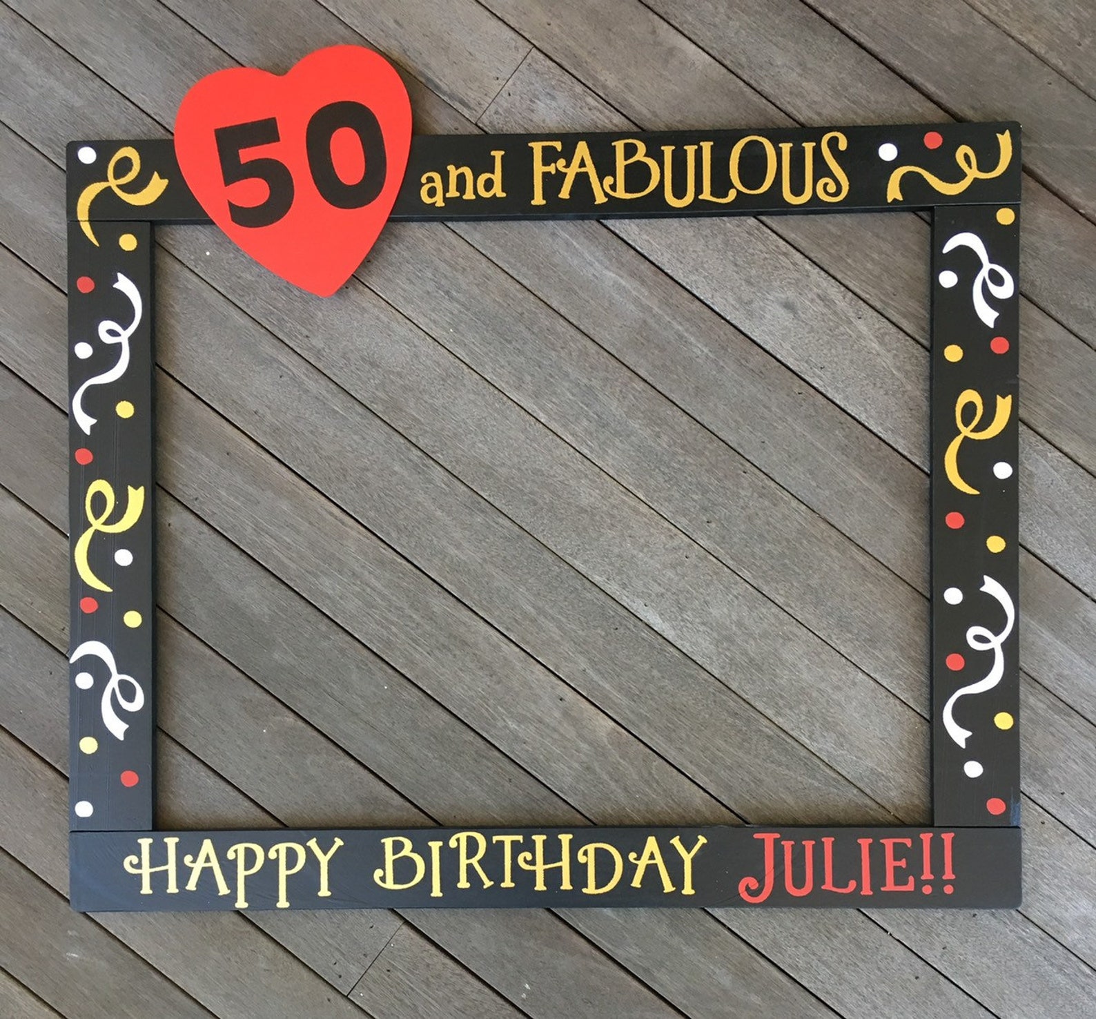 50th Birthday Photo Booth Prop Fifty and Fabulous Birthday Photo Frame ...