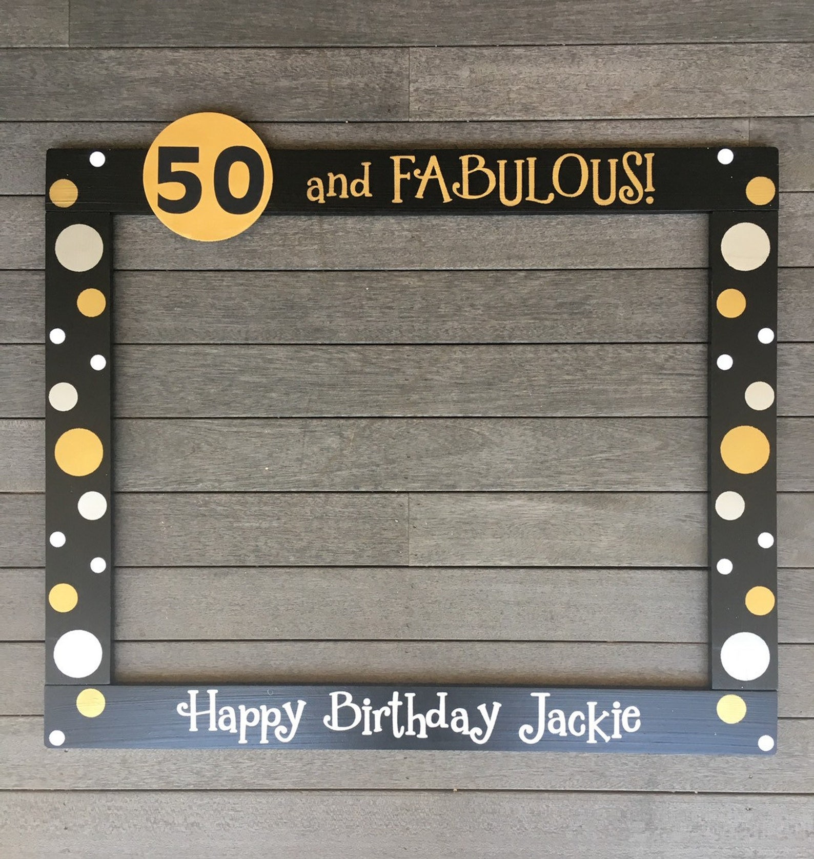 50th Birthday Photo Booth Prop Fifty and Fabulous Birthday Photo Frame ...