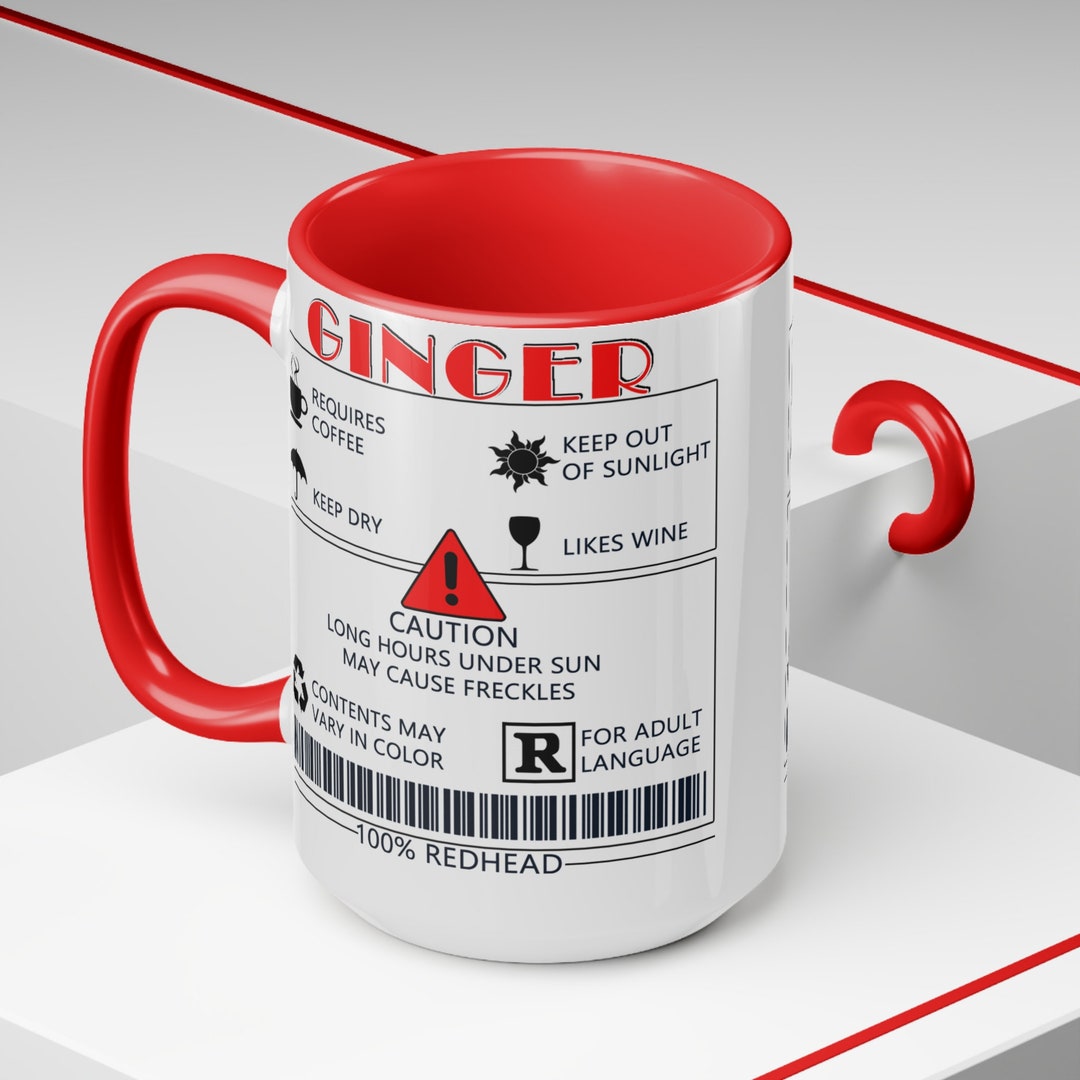 Ginger Warning Lables Two-tone Coffee Mugs, 15oz - Etsy