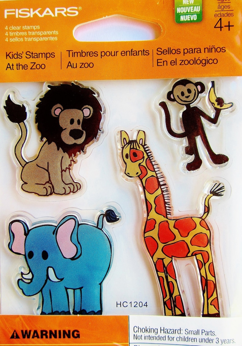 Lion Giraffe Elephant and Monkey Zoo Animal Clear Acrylic Stamp Set by ...
