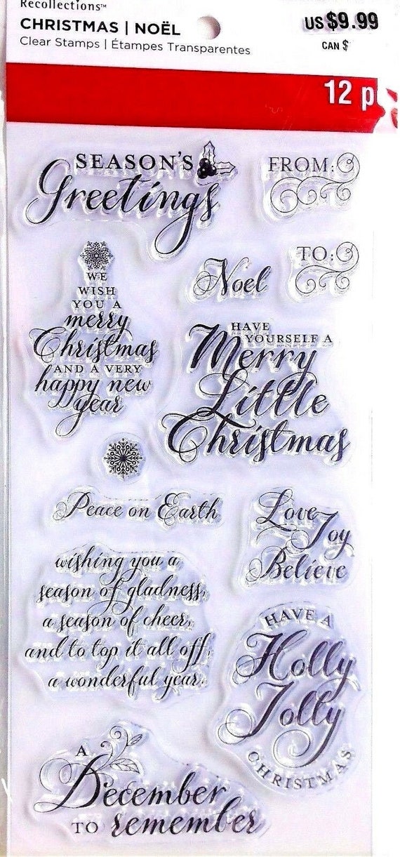 Christmas Holiday Wishes Recollections Clear Acrylic Stamp Set | Etsy