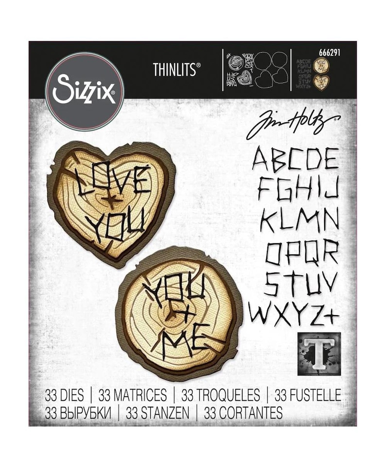 Wood Slice & Alphabet Sizzix Thinlits Thin Metal Die Set Tim Holtz 666291 NEW! - Etsy
