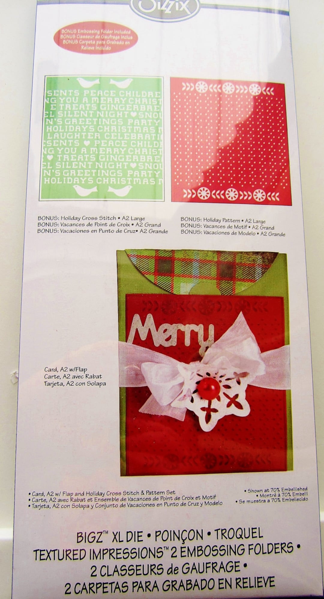 A2 Card With Flap Sizzix Bigz XL Die & Cross Stitch Embossing Folder ...