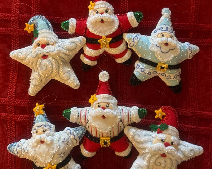 Santa Star Handmade Felt Ornaments - Etsy