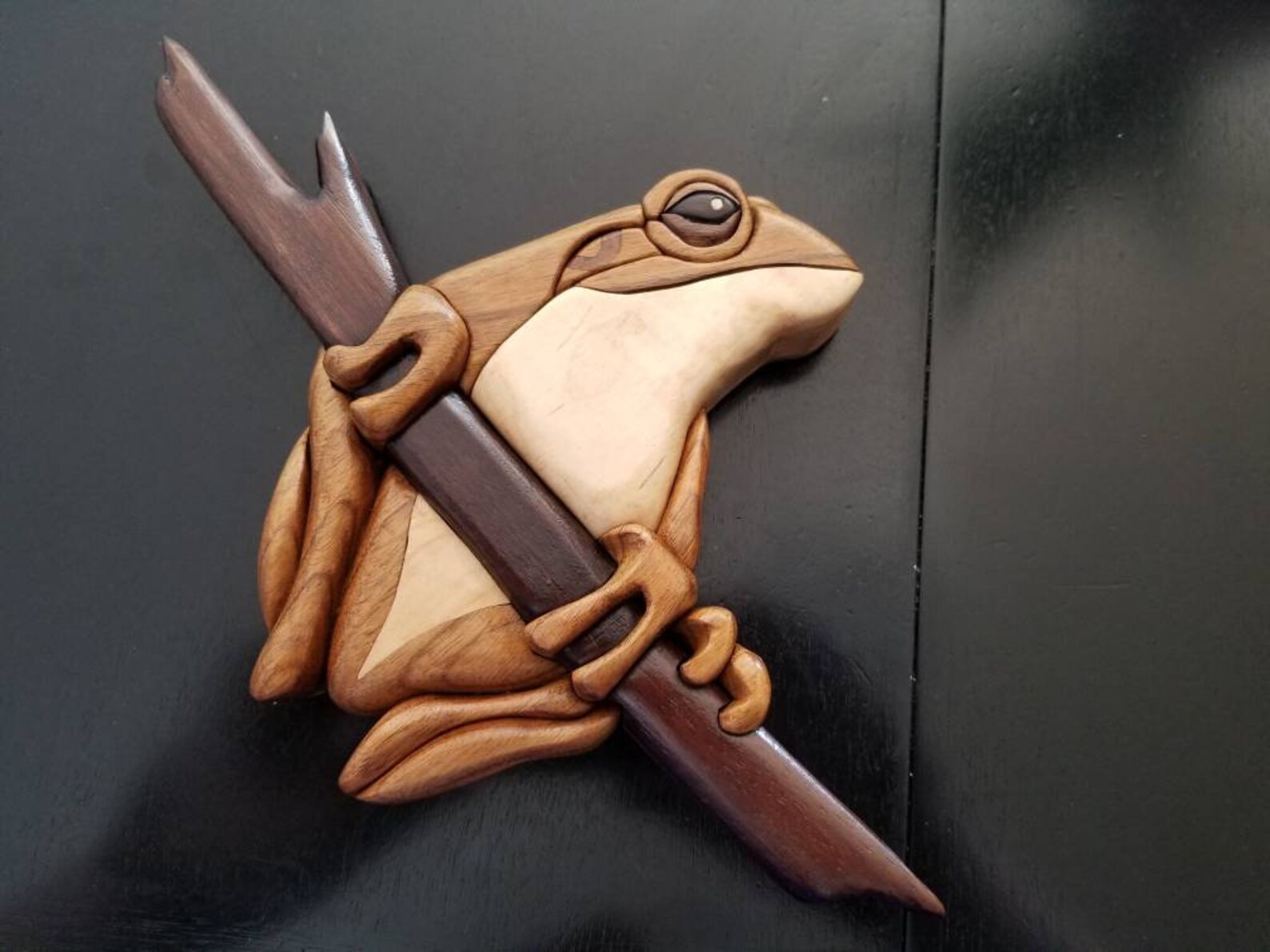 Natural Wood Frog Intarsia | Etsy