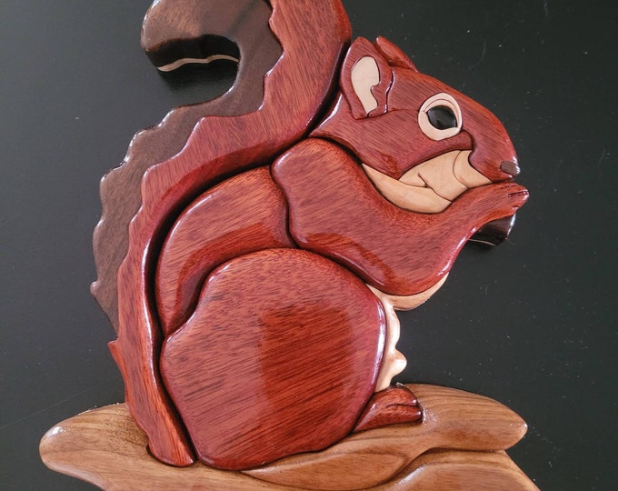 Blood Wood Squirrel Intarsia - Etsy