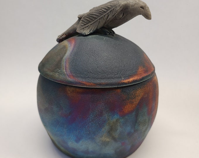 Vintage Raku Studio Pottery Urn Bowl With Bird Finial Lid Signed - Etsy