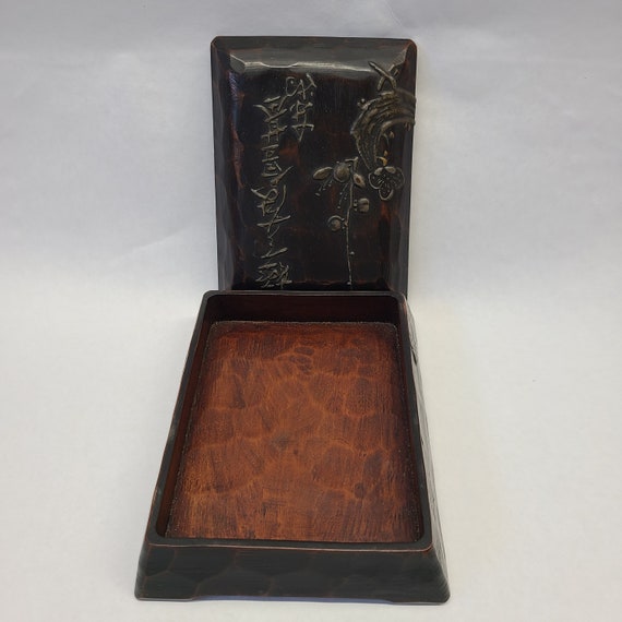 Vintage Asian Wood Carved Rectangular Trinket Box wit… - Gem