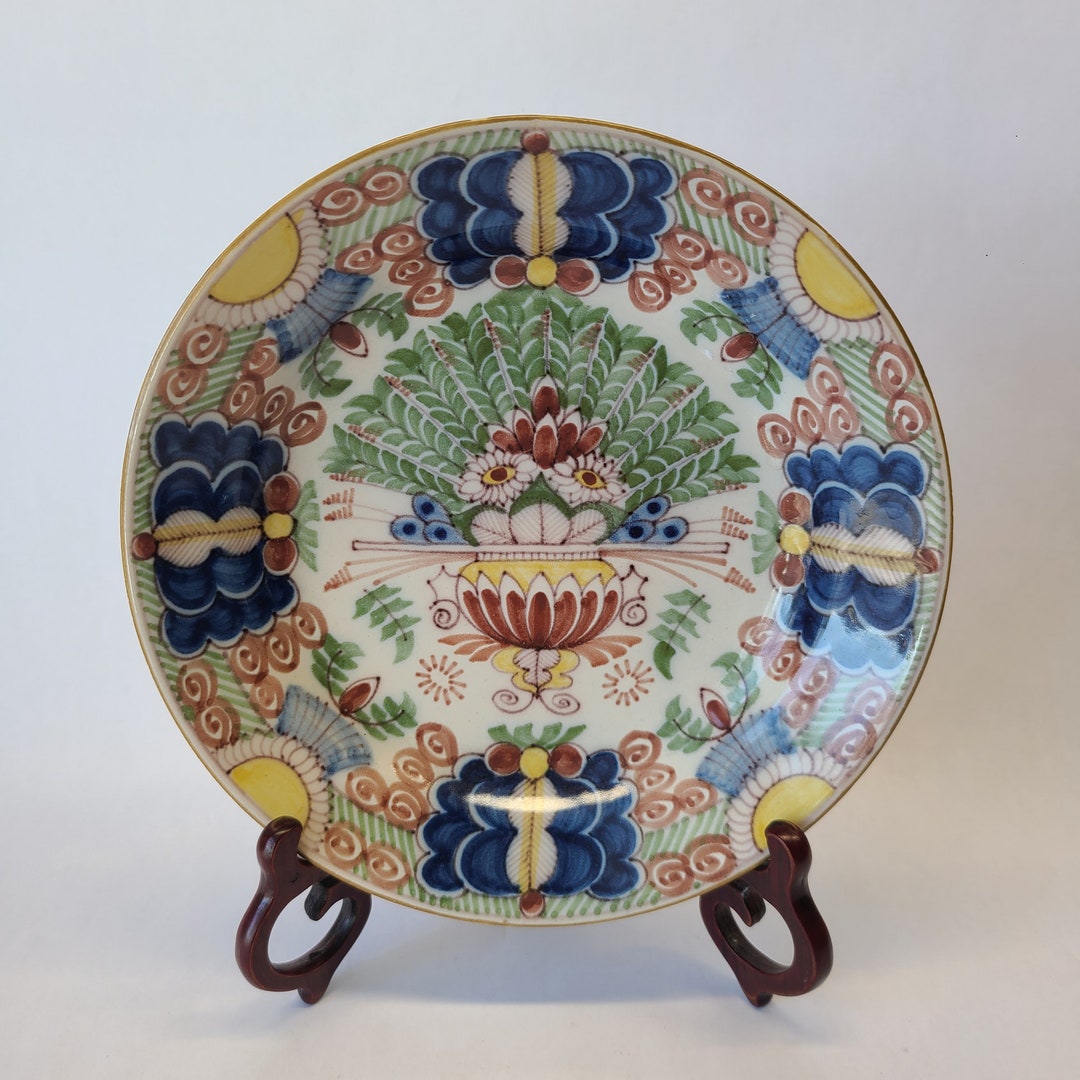 Vintage Dutch Makkum Tichelaar Pottery Peacock Plate - Etsy