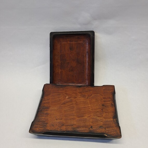 Vintage Asian Wood Carved Rectangular Trinket Box wit… - Gem