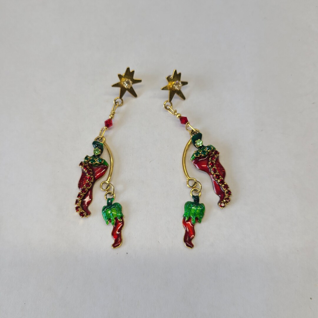 Vintage Lunch at the Ritz Serrano Salsa Snack Earrings Red Hot Chili Pepper Pierced - Etsy