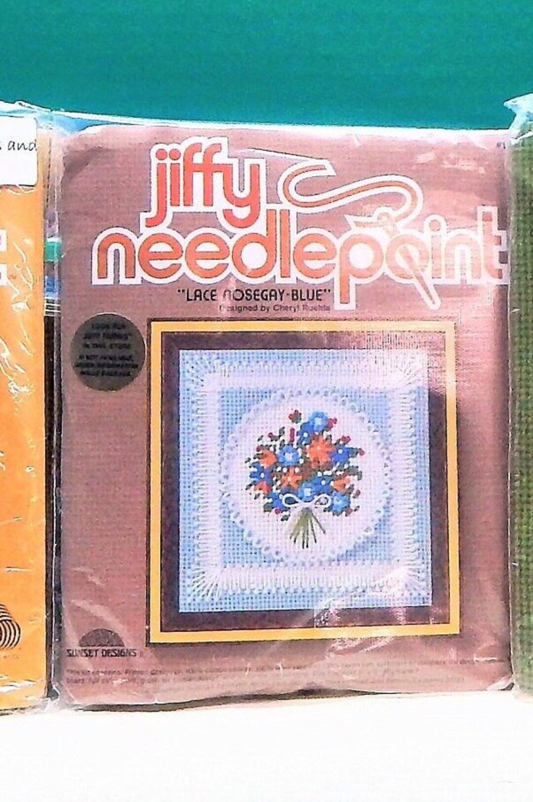 Needlepoint Kits Brown Bear& Lace Nosegay-blue, 5 X 5 Needlepointer and ...