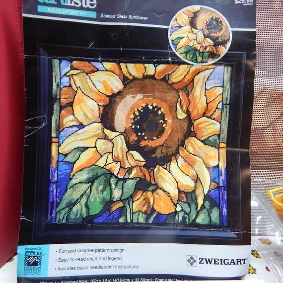 Stained Glass Sunflower Needlepoint Kit Zweigart 16 X 14 - Etsy