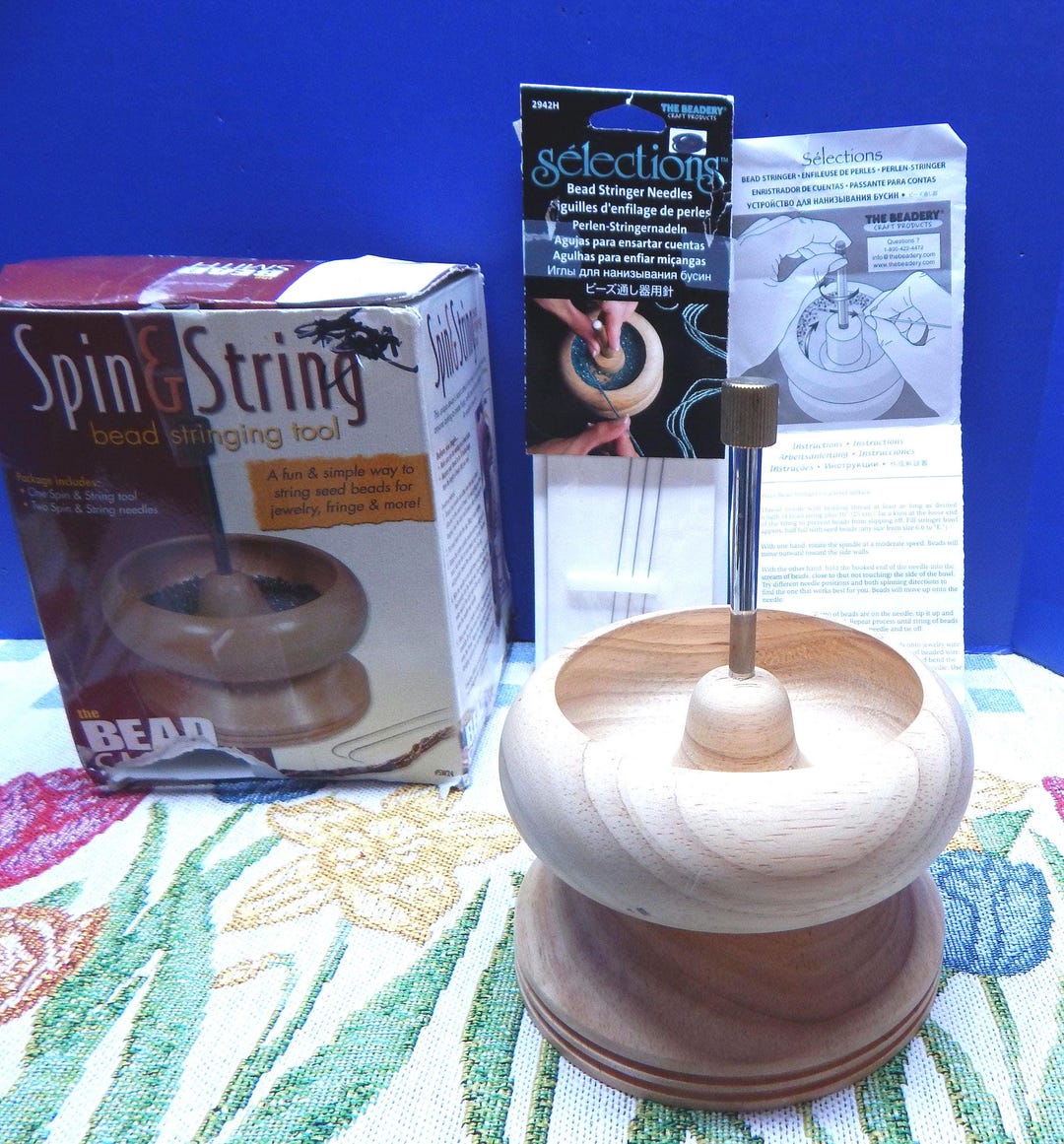 Bead Threader Spinner With 3 Curved Needles,bead Stringing Tool,wooden ...