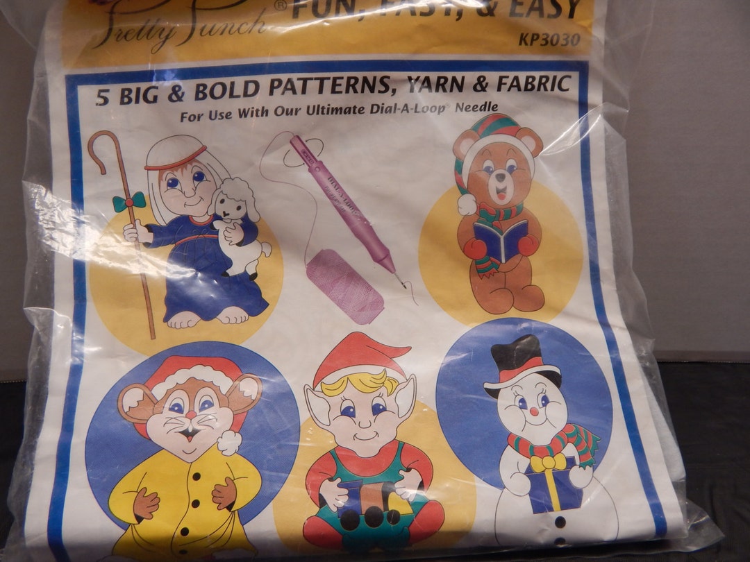 PRETTY PUNCH Needle Punch Holiday Delight Kit 5 Big and Bold Patterns ...