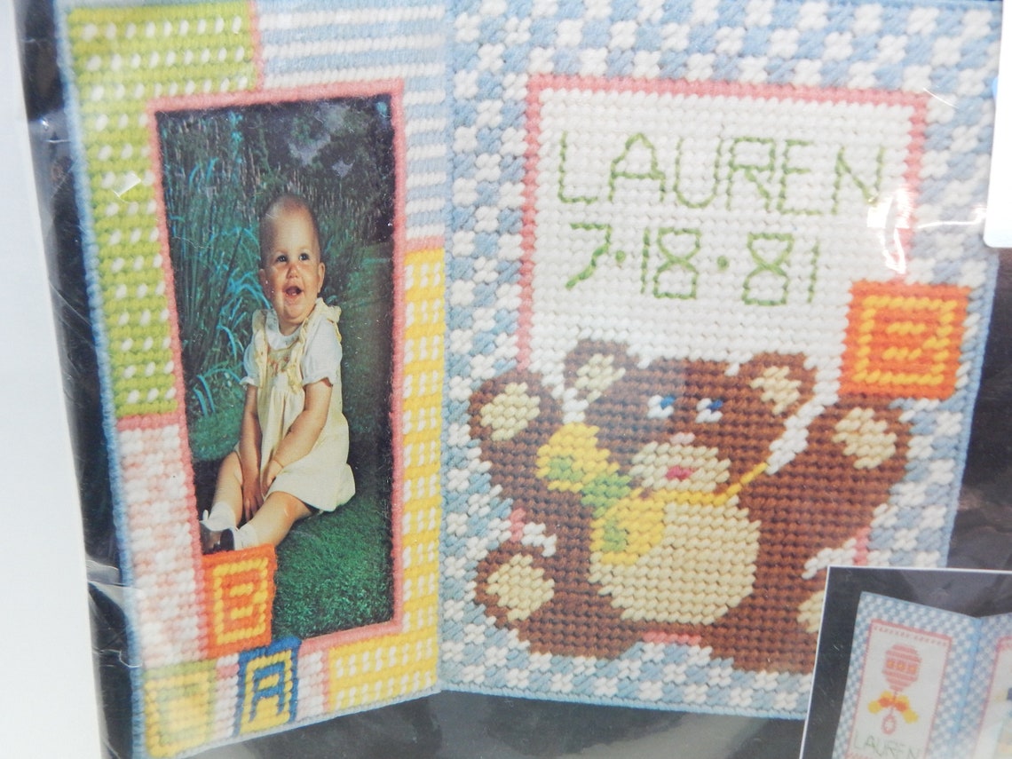 Plastic Canvas Baby Frame Birth Record 13 x 9 | Etsy